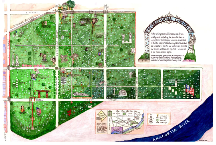 HCC Cemetery Map Art Print | Historic Congressional Cemetery